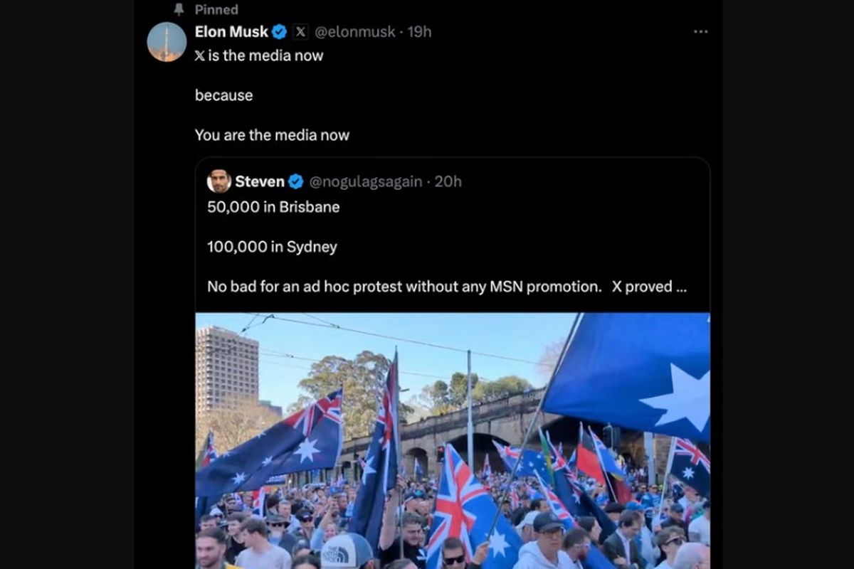 Elon Musk Bagikan Unggahan Jumlah Peserta Demo Australia, Polisi: Angka ...
