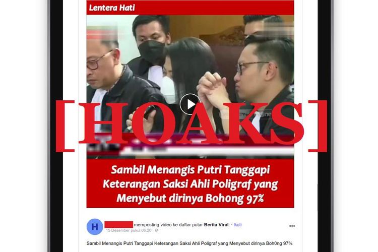 [HOAKS] Skor Poligraf Putri Candrawathi 97 Persen Bohong