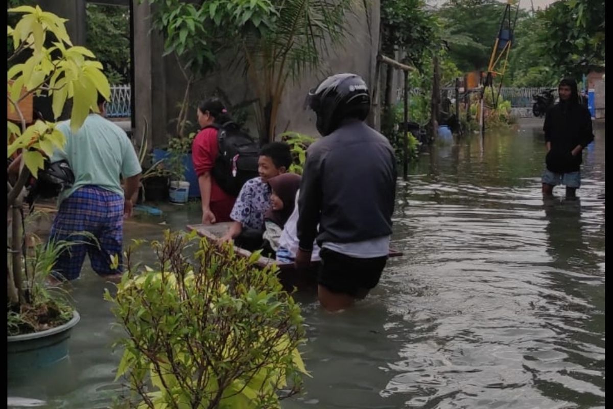 Warga Tambak Lorok Semarang Kembali Diterjang Banjir Rob, Anak Sekolah Harus Diantar dengan ...