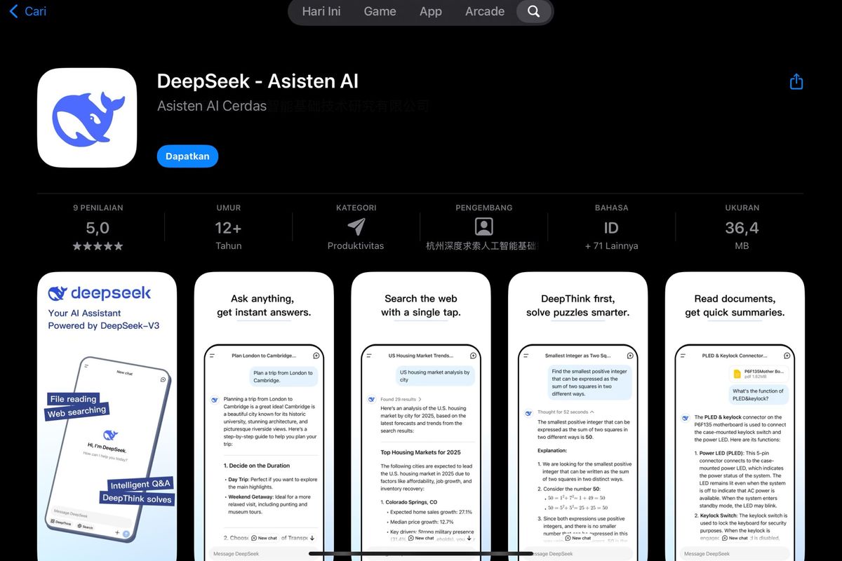 5 Fakta soal DeepSeek AI, Asal China dan Bisa Diakses di Apple