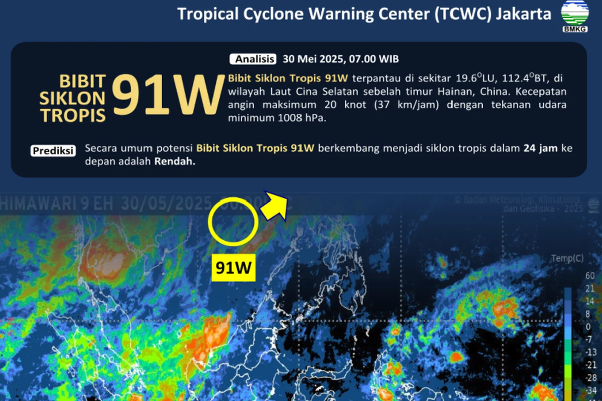 Dinyatakan Sudah Punah, Bibit Siklon Tropis 91W Kini Muncul Lagi, Apa Kata BMKG?