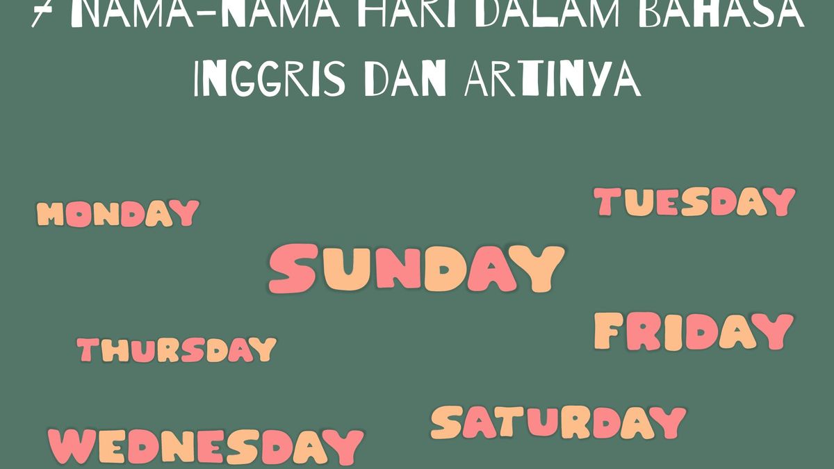 7 Nama-nama Hari dalam Bahasa Inggris dan Artinya