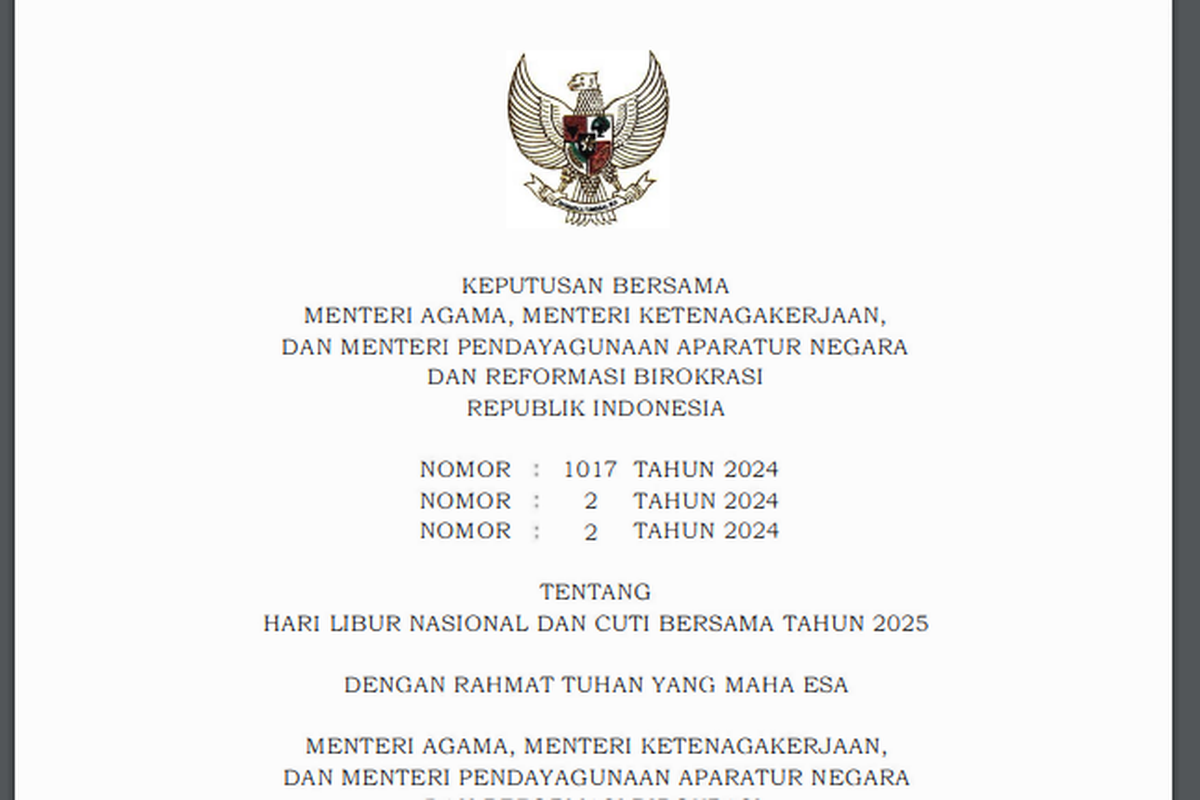 Link Download SKB 3 Menteri Cuti Bersama 18 Agustus 2025 PDF