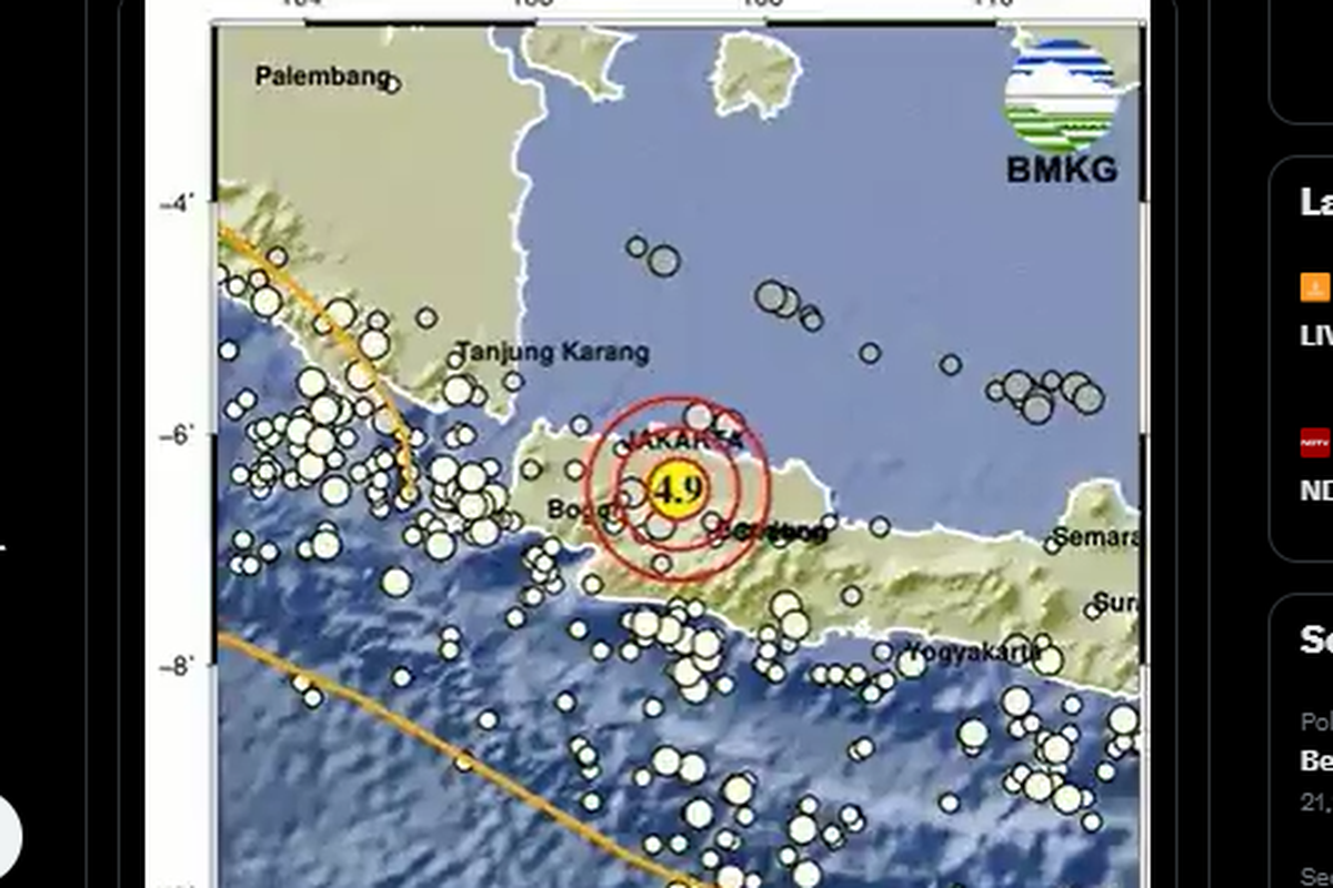 Gempa M 4,9 Guncang Bekasi, Terasa hingga Jakarta
