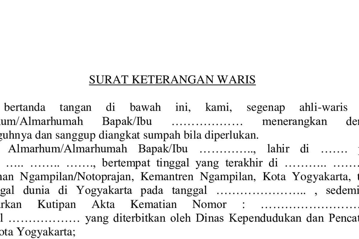 Syarat dan Cara Membuat Surat Keterangan Ahli Waris, Ini Dokumen yang ...
