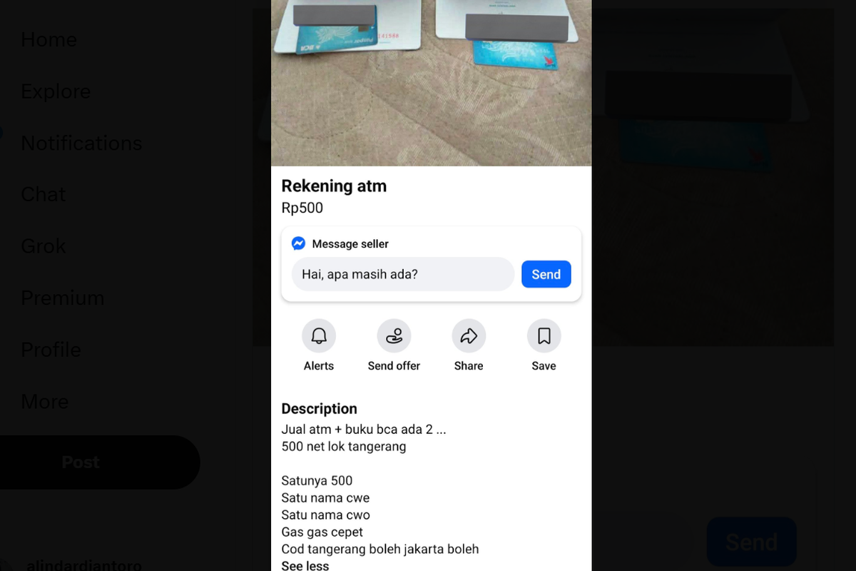 Praktik Jual Rekening Bank Marak di Marketplace Facebook, PPATK Surati OJK