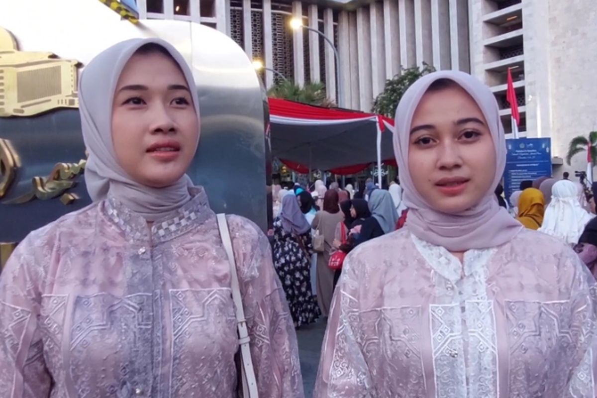 Jauh-jauh dari Manado, Najwa-Nawa Mojo untuk Pertama Kalinya Shalat Id di Masjid Istiqlal