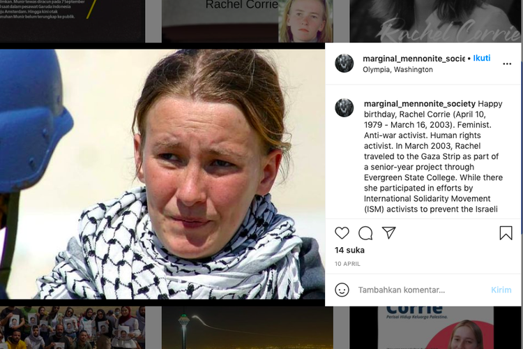 Foto : Mengenang Rachel Corrie, Pejuang Palestina yang Tewas Dilindas ...