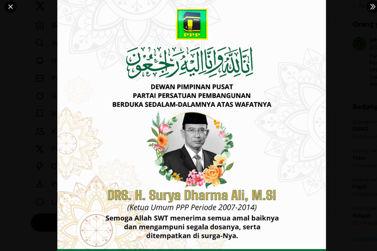 Profil Suryadharma Ali, Menteri Agama Era SBY yang Meninggal Dunia Hari Ini