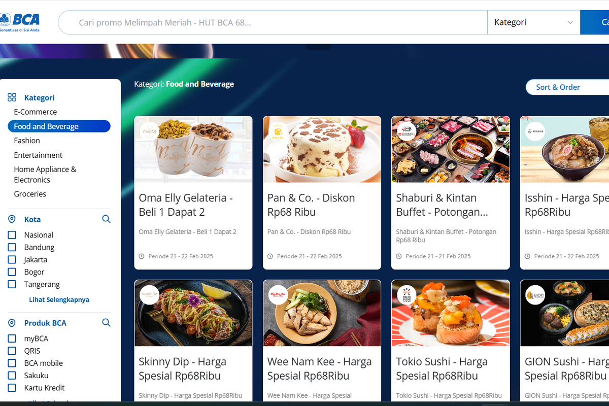 Promo HUT BCA 2025: Diskon Makanan dan Minuman hingga 68 Persen, Cek ...