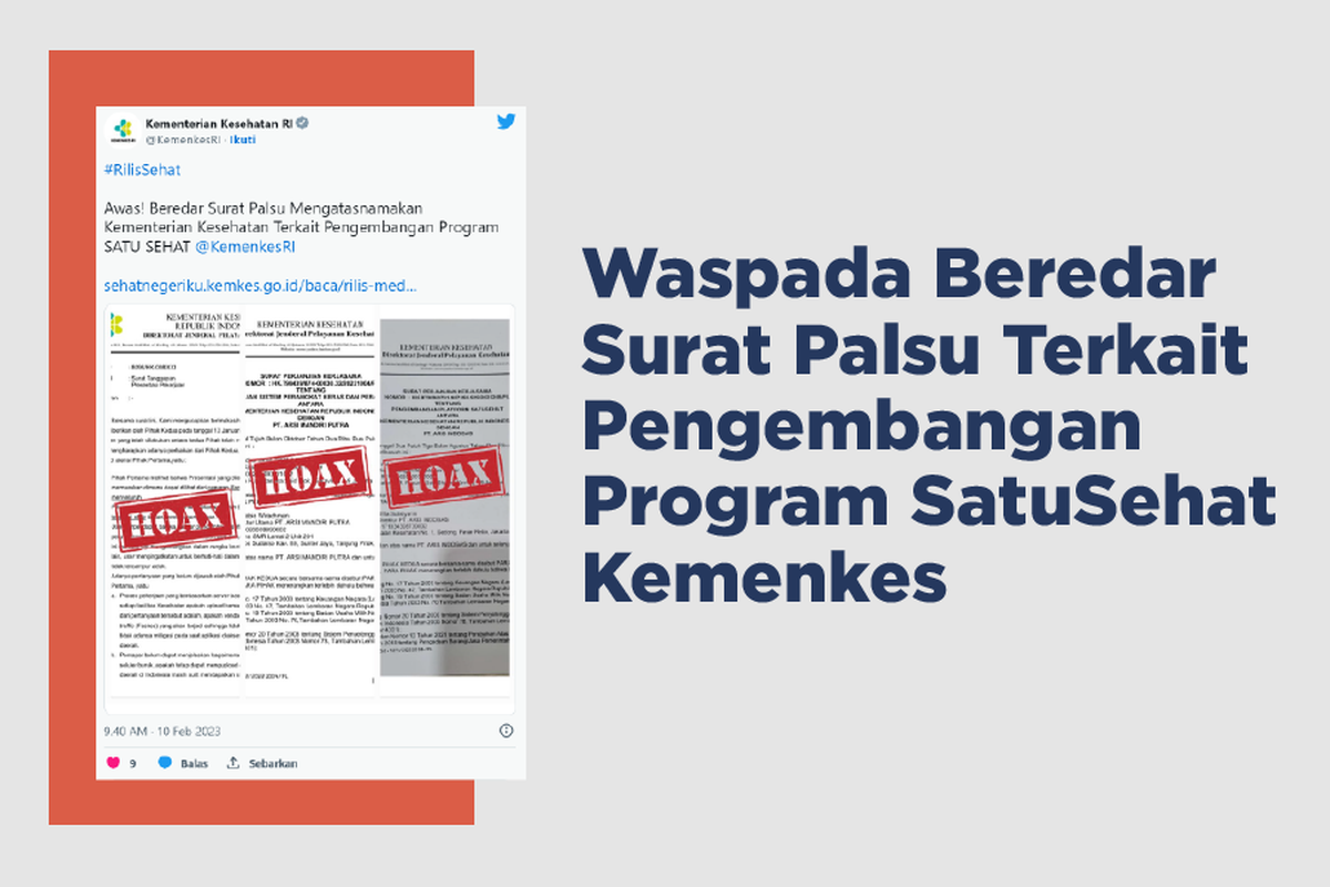 INFOGRAFIK: Waspada Surat Palsu atas Nama Program SatuSehat Kemenkes