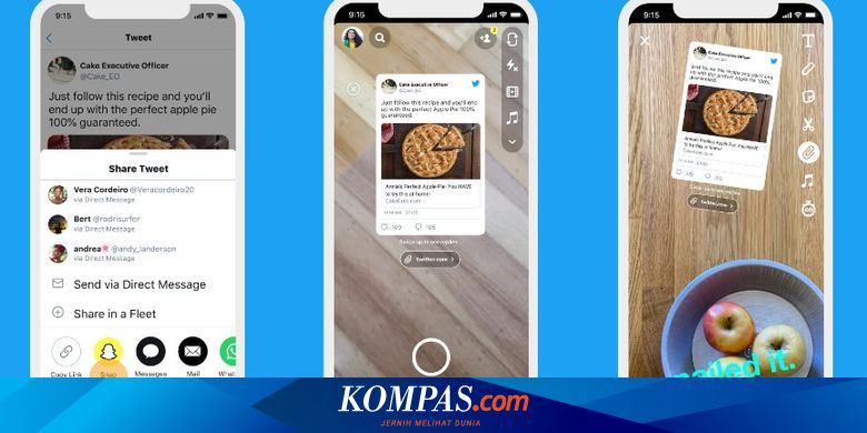 Kicauan di Twitter Bisa Langsung Dibagikan ke Snapchat