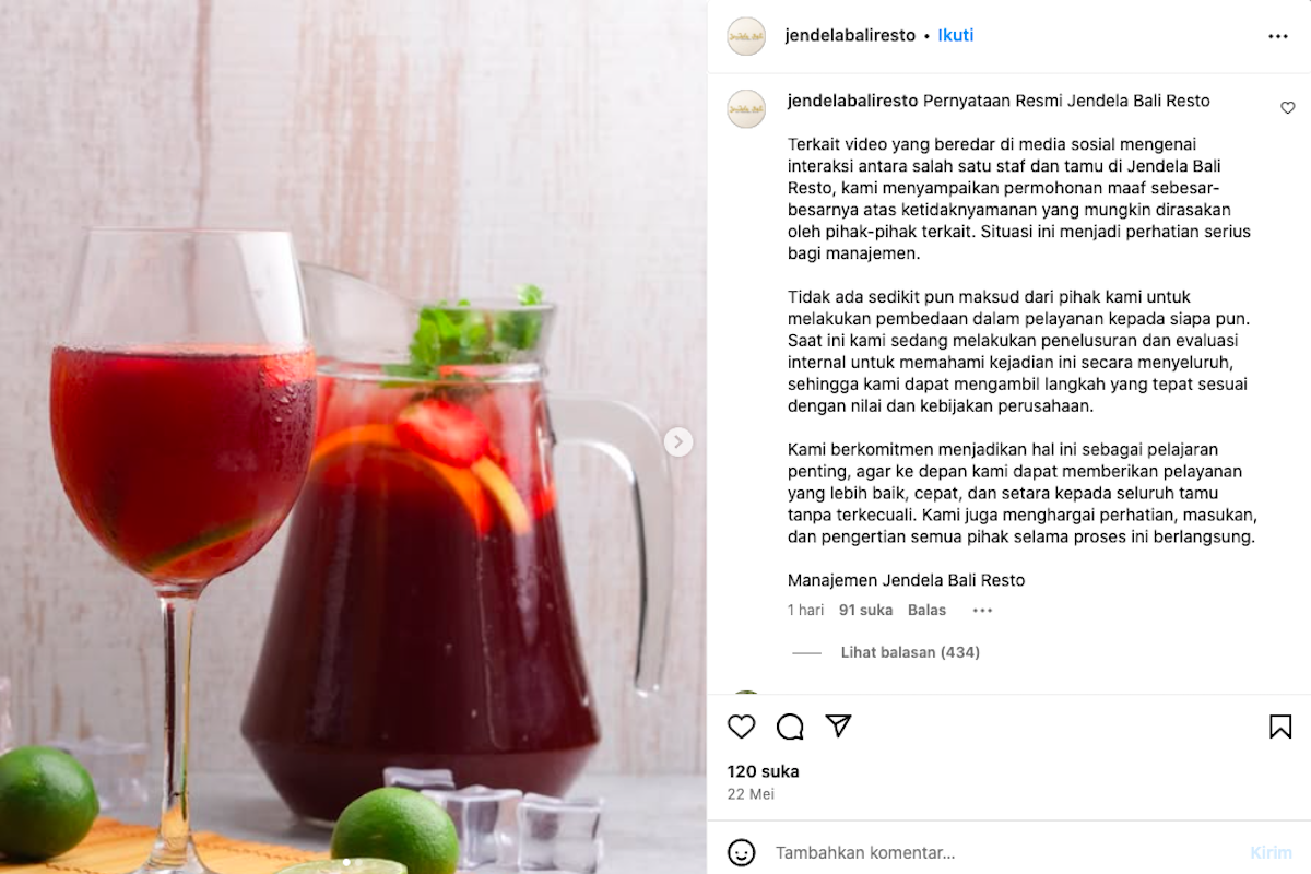 Klarifikasi Jendela Bali Resto soal Wisawatan Domestik yang Merasa ...