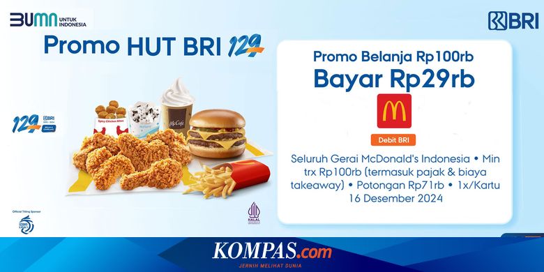 Promo BRI McD Hari Ini Diskon Rp 71.000 Khusus Nasabah BRI