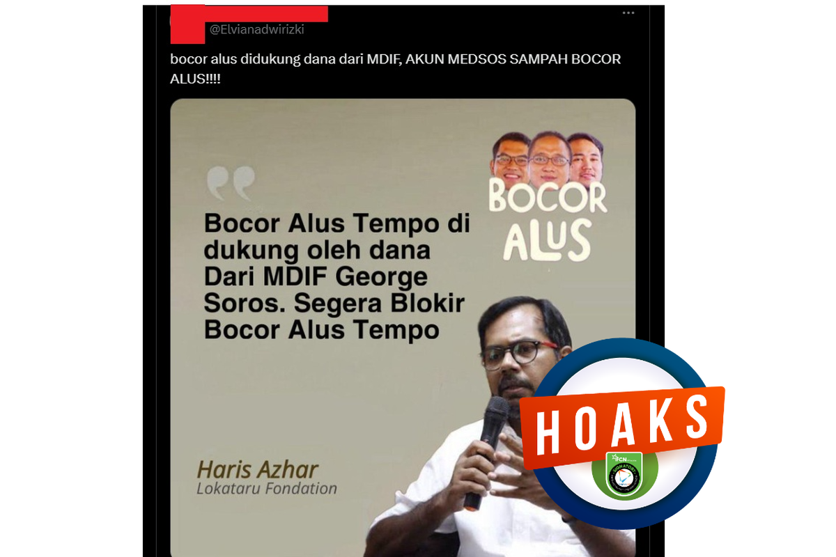Beredar Hoaks dengan Narasi Haris Azhar Ajak Masyarakat Blokir Bocor Alus Tempo