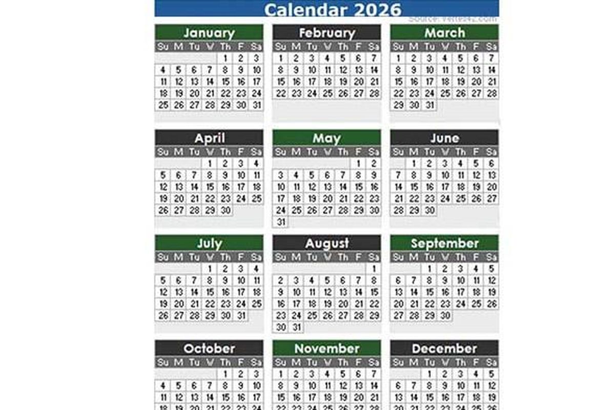 Kalender 2026 Lengkap dengan Hijriyah dan Jawa, Cek Daftar Tanggal Merah dan Cuti Bersama