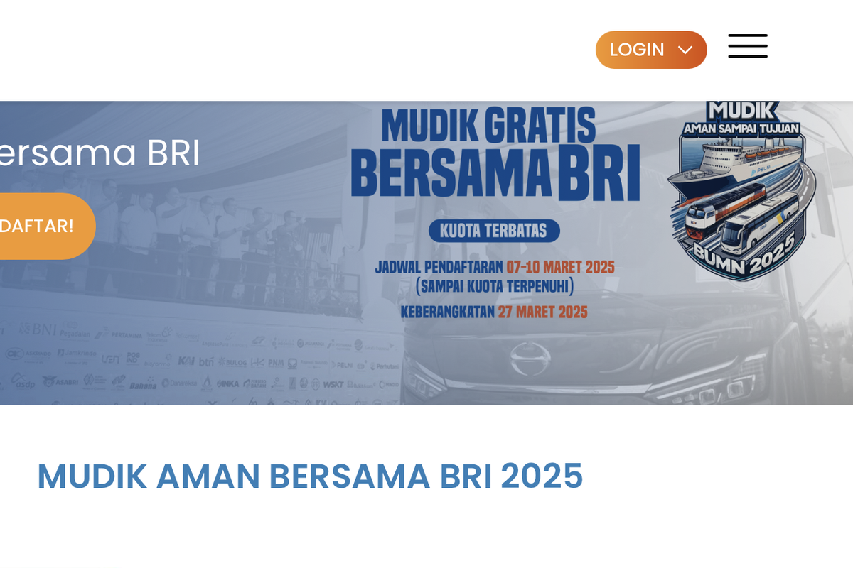 Mudik Gratis BRI 2025 Dibuka 7 Maret, Berikut Syarat, Rute, dan Cara Daftarnya