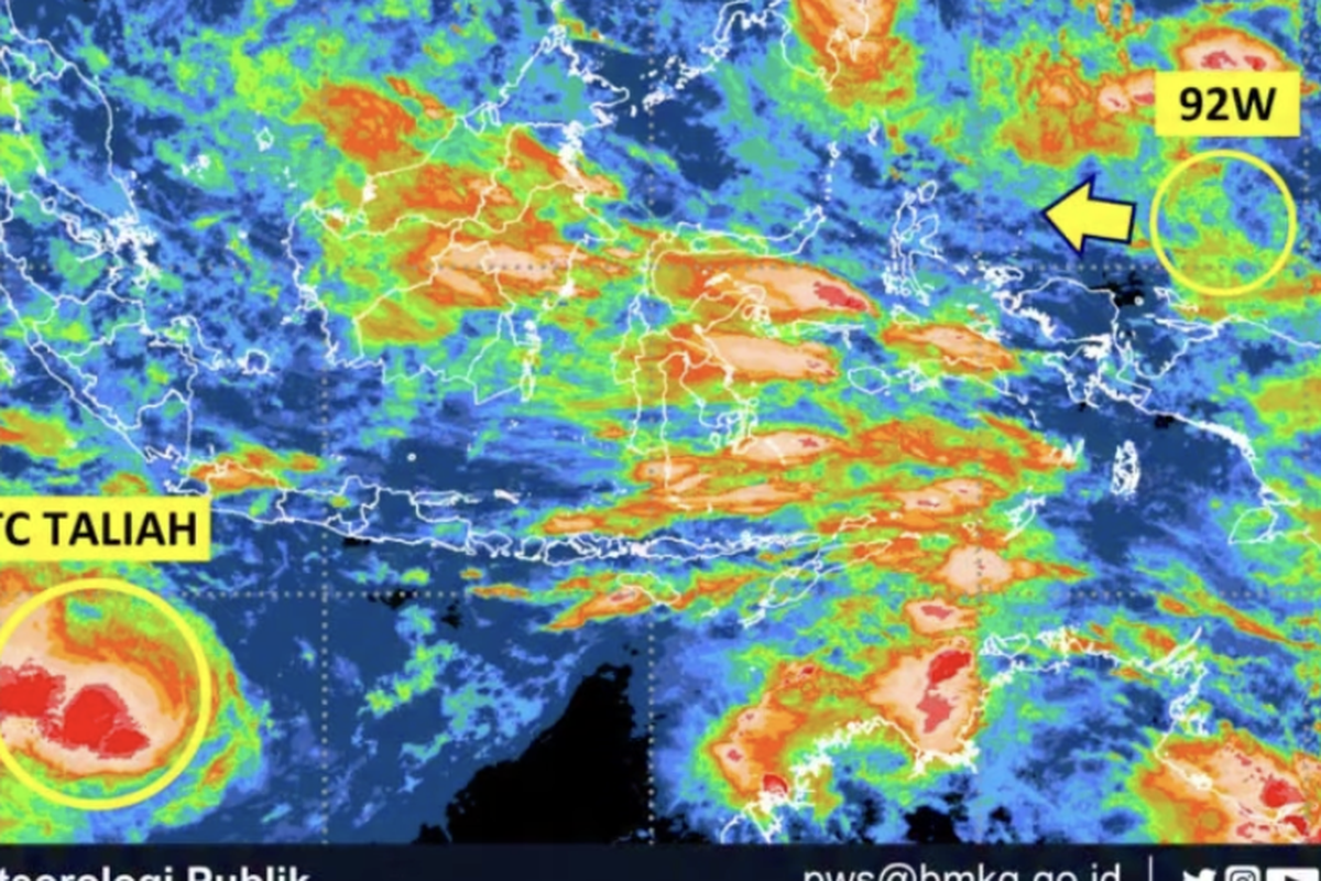 Dampak Siklon Tropis Taliah dan Bibit Siklon 92W di Indonesia, Ada Cuaca Ekstrem dan Gelombang ...
