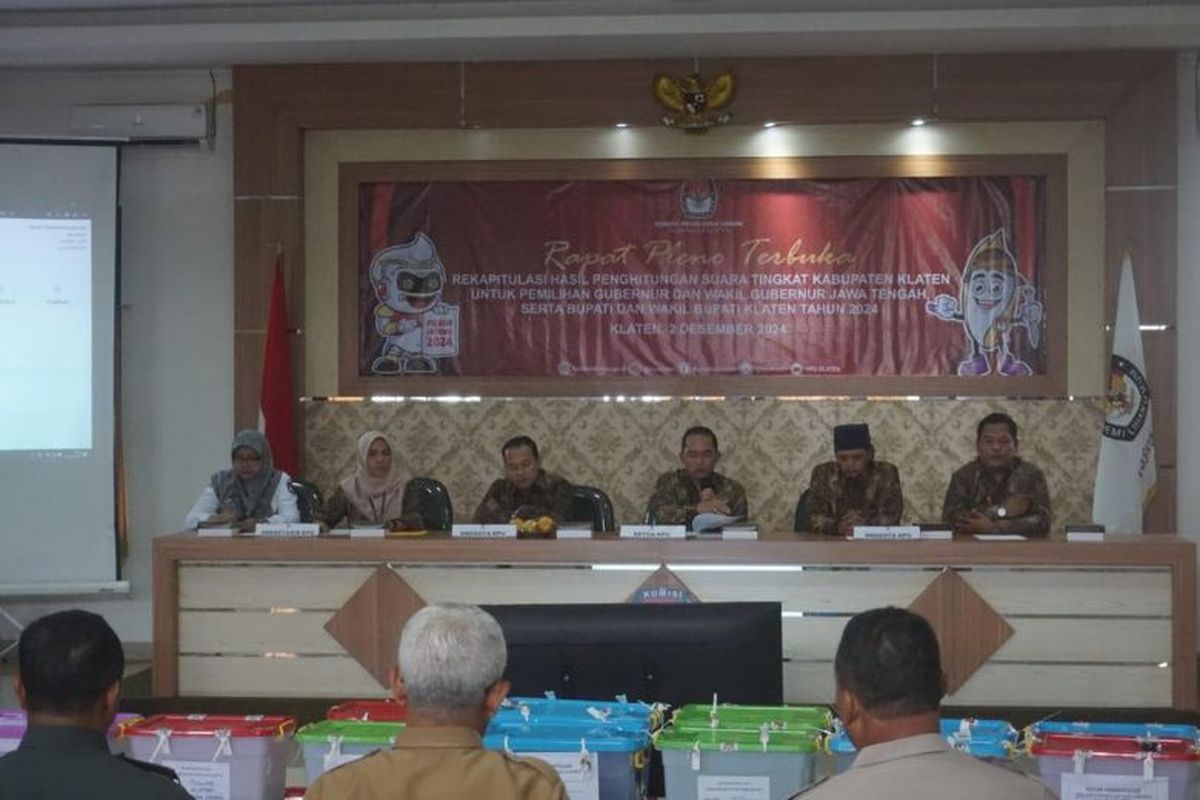 KPU Kabupaten Klaten Tetapkan Hasil Rekapitulasi Pilkada 2024