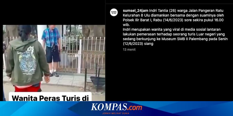 Palak Turis di Museum SMB II Palembang, Seorang Perempuan Ditangkap