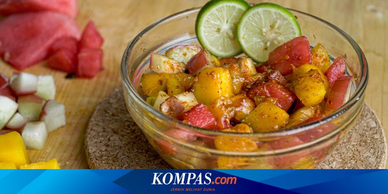 Resep Rujak Buah Boncabe Pedas Manis, Siram Gula Merah Kental