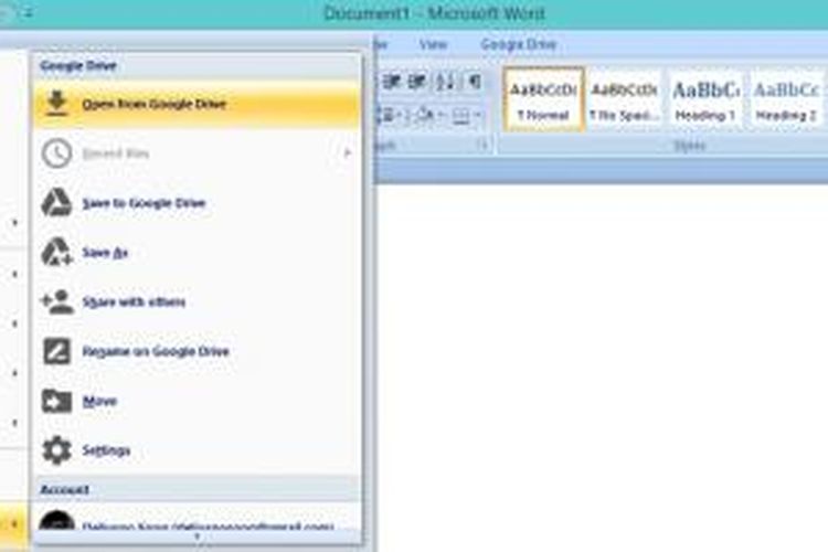 Cara Akses Google Drive dari Microsoft Word