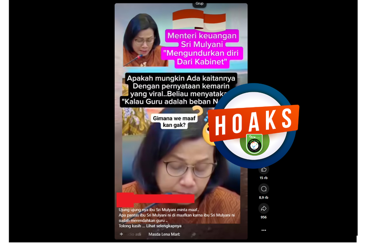 [HOAKS] Video Sri Mulyani Mundur dari Kabinet Merah Putih