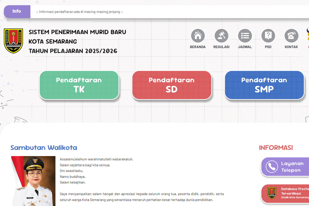 Jadwal Daftar Ulang SPMB TK, SD, dan SMP Kota Semarang 2025