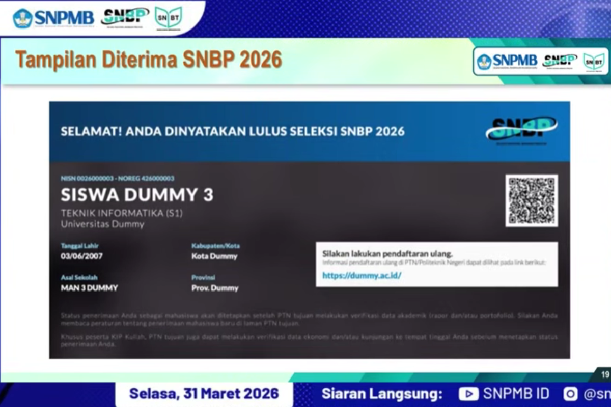 Pengumuman SNBP 2026 Dirilis Hari Ini: 155.543 Siswa Dinyatakan Lolos ...