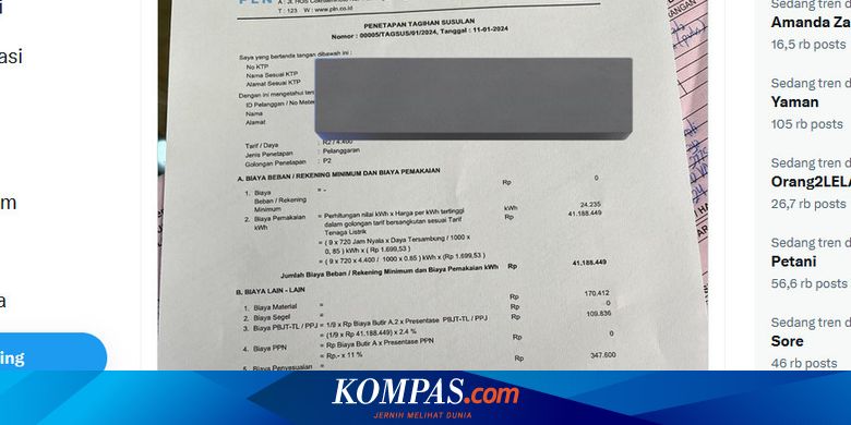 Penjelasan PLN soal Tagihan Listrik Susulan Fantastis Senilai Rp 41 Juta