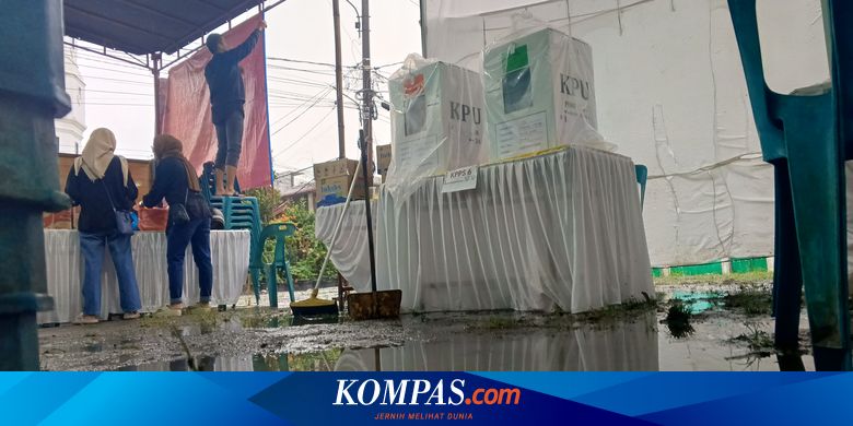 Hujan Landa Kota Medan, TPS Edy Rahmayadi Becek dan Tergenang Air