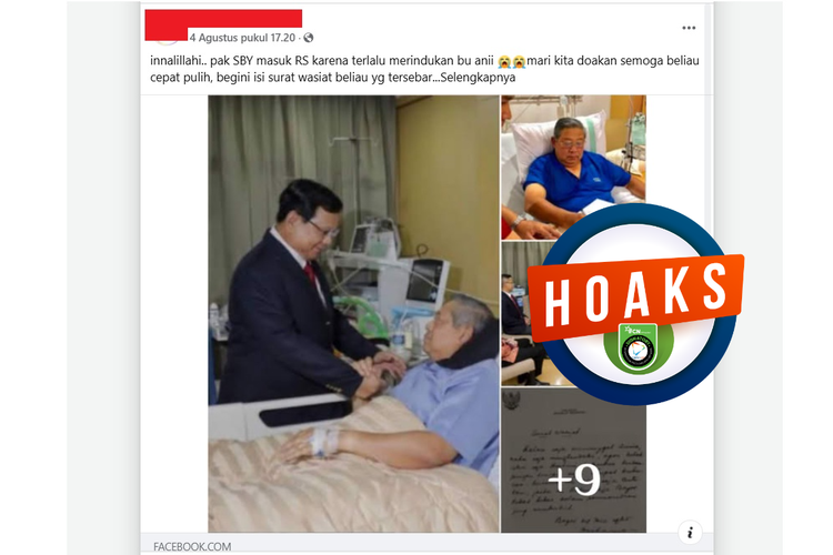 [HOAKS] SBY Dirawat di Rumah Sakit pada Awal Agustus 2025
