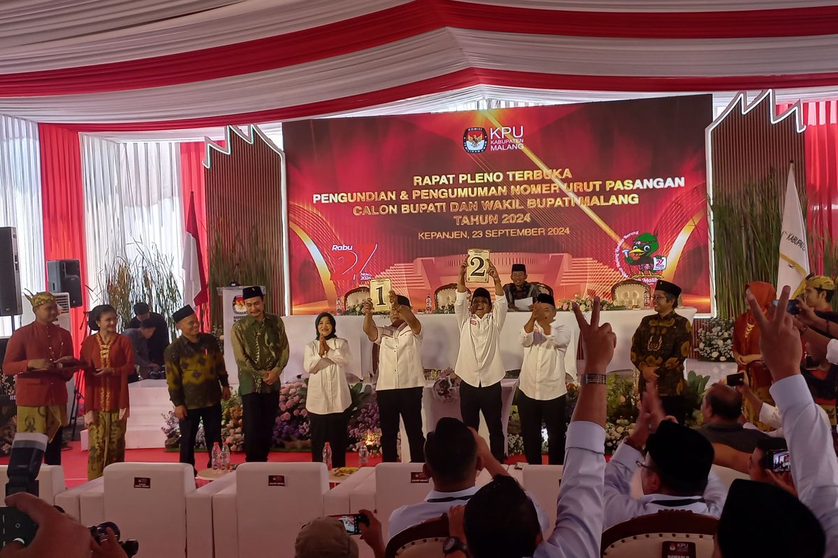 Nomor Urut Pilkada Kabupaten Malang: Sanusi-Latifah 1, Gunawan-Umar 2