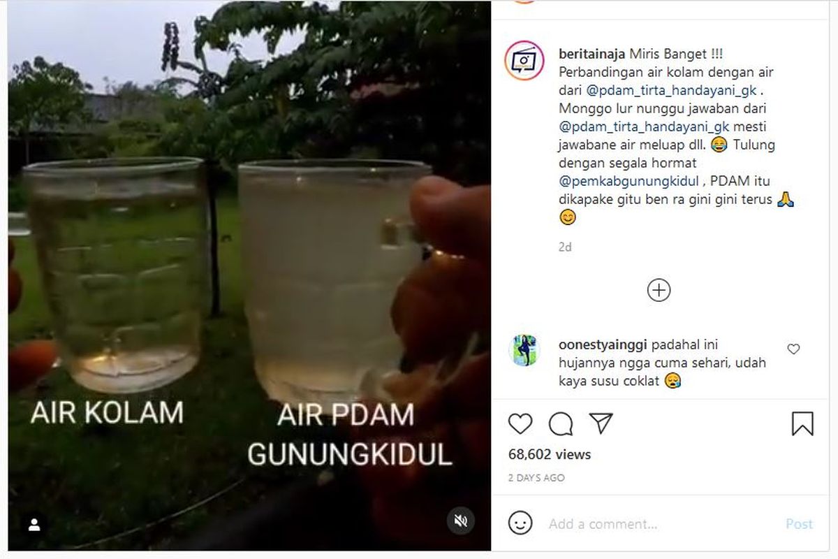 Pelanggan Keluhkan Air Keruh dari Pipa Perusahaan Daerah, Ini Penjelasan PDAM Gunungkidul...