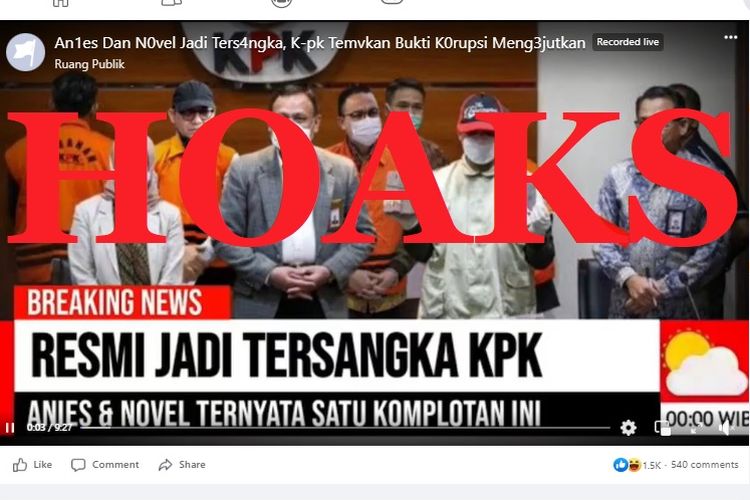 [HOAKS] Anies dan Novel Baswedan Ditetapkan Jadi Tersangka oleh KPK