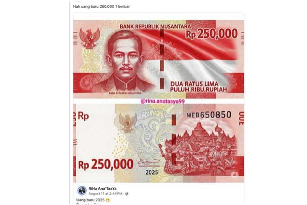 Heboh Uang Rp 250.000 Edisi Kemerdekaan, BI Pastikan Hoaks
