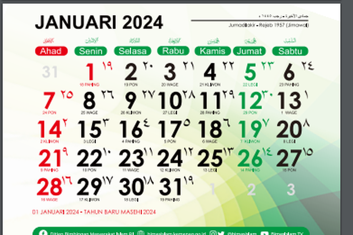 Link Unduh Kalender 2024 Lengkap dengan Tanggal Merah, Penanggalan ...