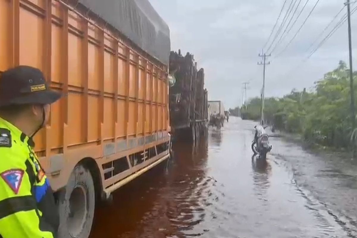 Banjir di Pelalawan Riau Sudah Mulai Surut, tapi Pengendara Diminta Waspada