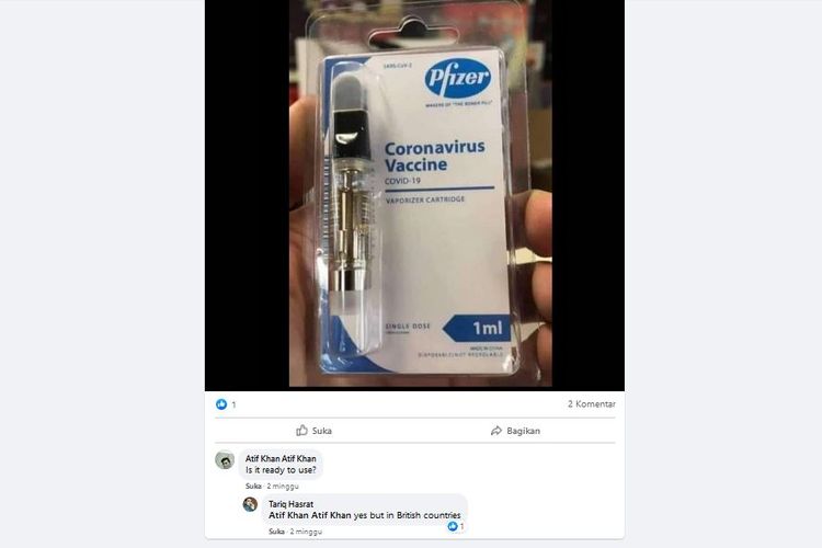 [HOAKS] Produk Vaksin Covid-19 Pfizer dalam Bentuk Vape