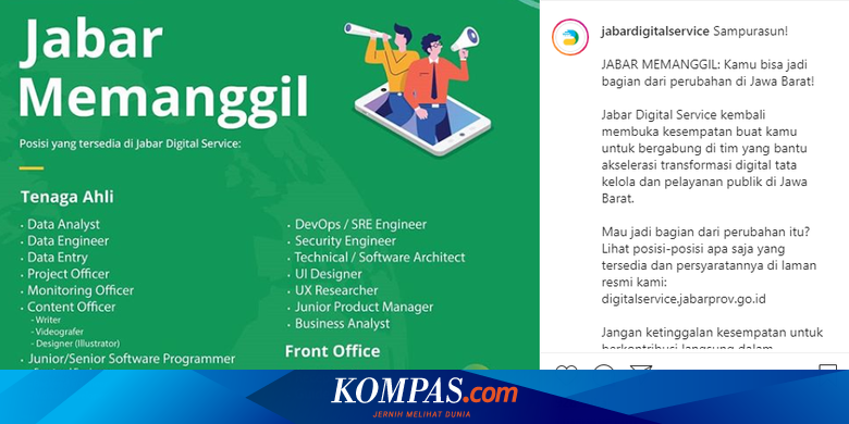 "Jabar Memanggil", Lowongan Jabar Digital Service untuk Lulusan D3 ...