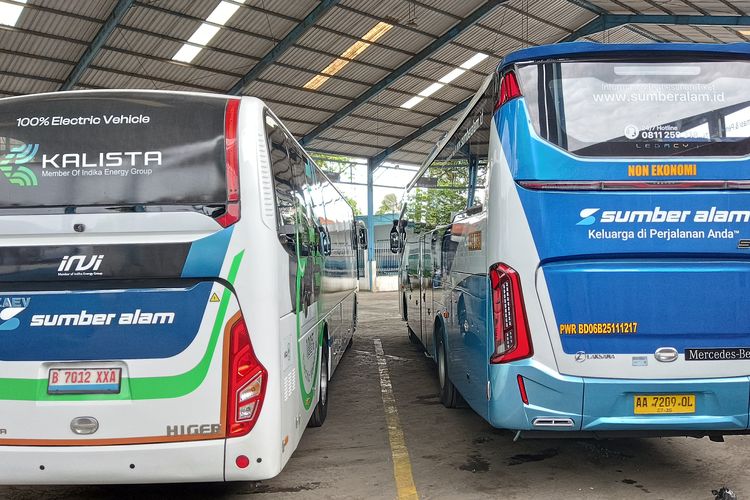 Komparasi Dimensi 2 Bus AKAP Sumber Alam, Bus Listrik dan Konvensional