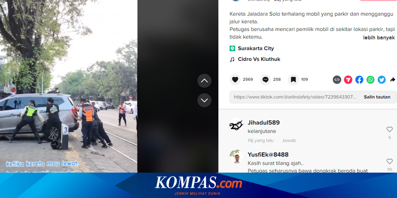 Viral, Video Petugas Angkat dan Dorong Mobil yang Tutupi Rel di Jalan Slamet Riyadi Solo ...