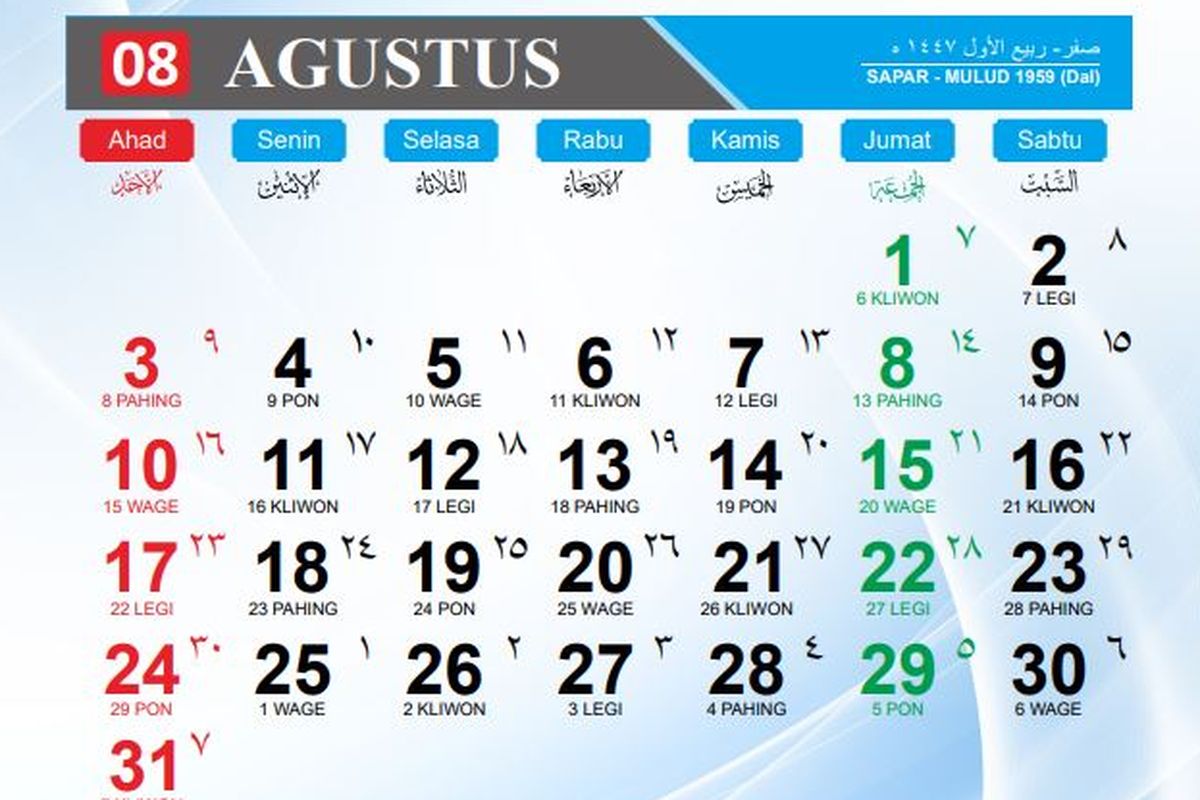 Kalender Libur Agustus 2025, Cek Tanggal Merah dan Long Weekend HUT Ke ...