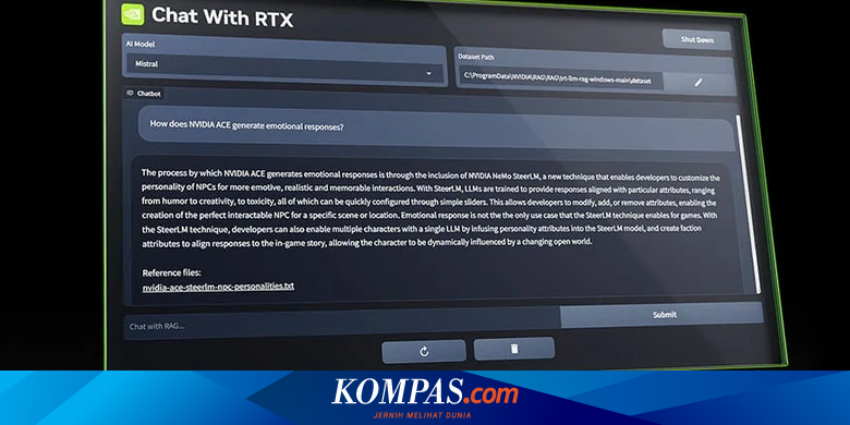Nvidia Rilis Chatbot AI "Chat with RTX", Bekerja Lokal di PC