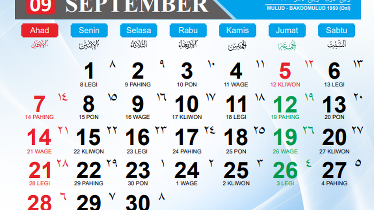 Kalender Jawa Hari Ini Selasa Pahing, 2 September 2025