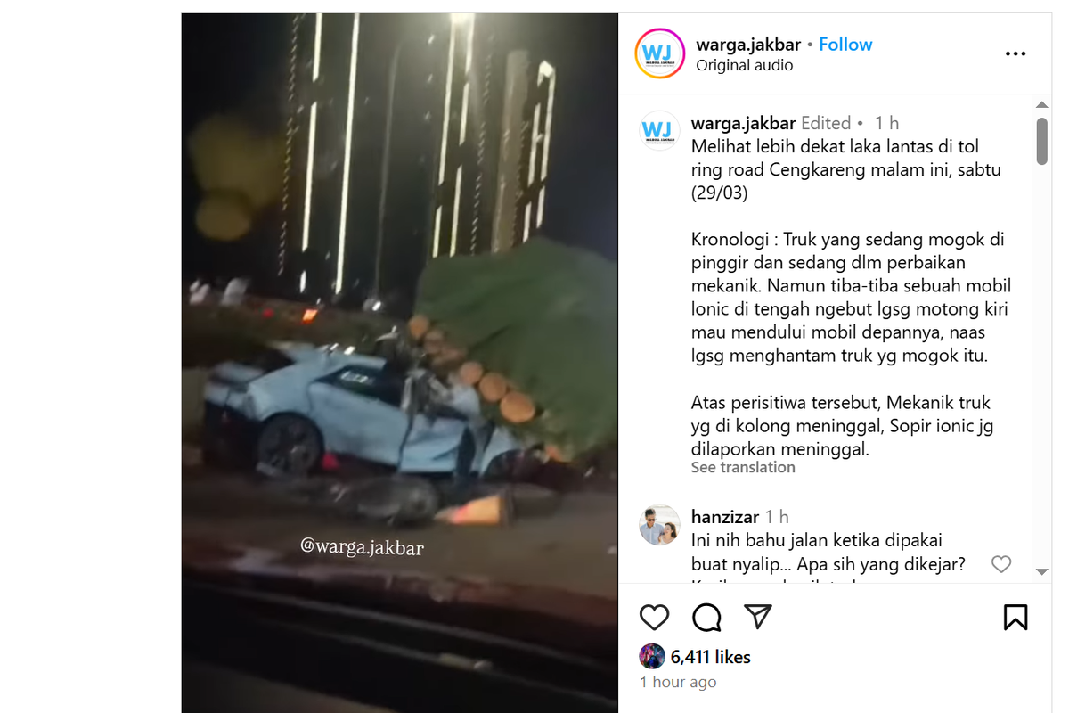 Hyundai Ioniq 5 N Tabrak Truk Mogok di Tol Cengkareng, Tiga Orang Tewas