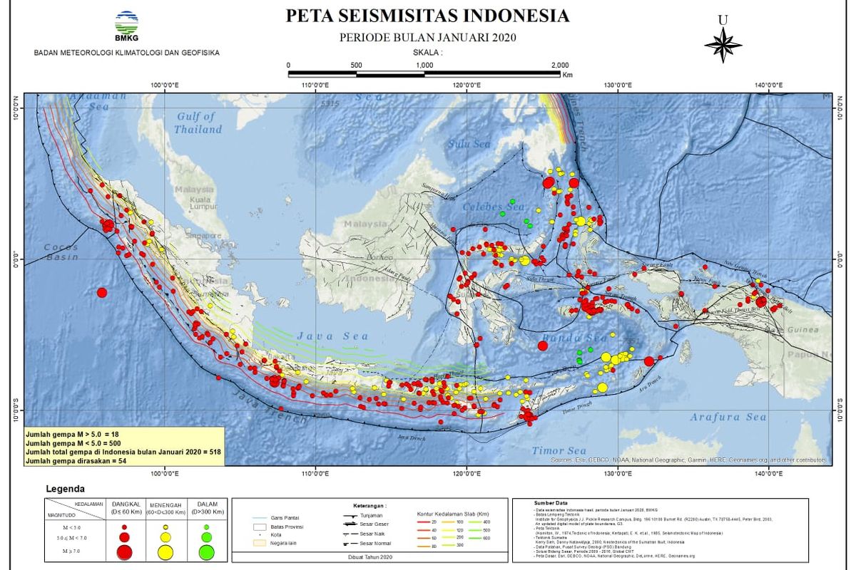 Rilis Evaluasi Gempa Bumi Selama Januari 2020, Ini 8 Kluster Zona Aktif ...