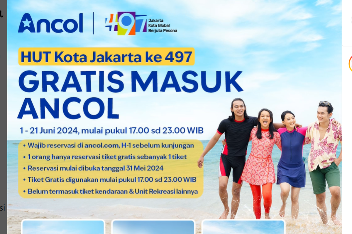 Promo Gratis Masuk Ancol 1-21 Juni 2024, Ini Syarat dan Ketentuannya
