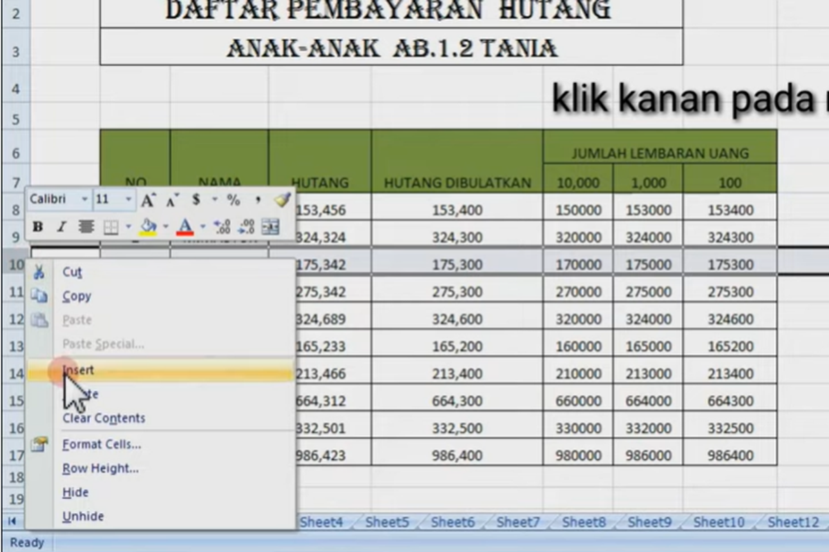 Cara Menambah atau Menyisipkan Baris dalam Microsoft Excel