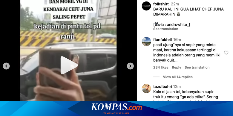 Polisi Panggil Chef Juna dan Sopir Truk Besok, Buntut Adu Mulut di Gerbang Tol
